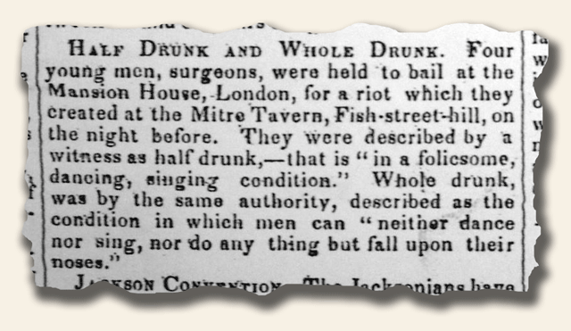 Definition of “half drunk” and “whole drunk”… : History's Newsstand Blog