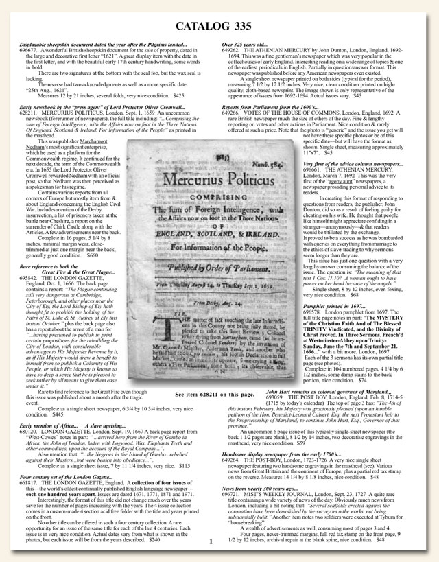 Announcing: Catalog #335 for October, 2023 – Rare & Early Newspapers ...